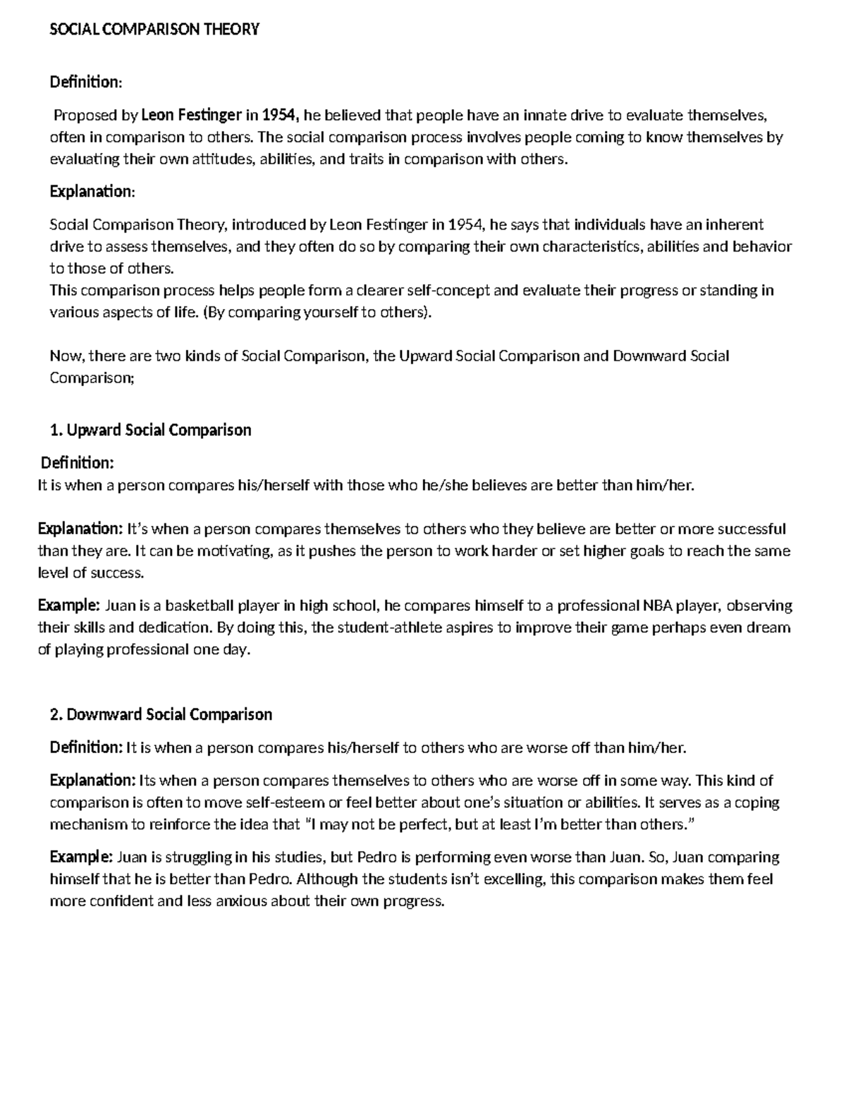 Social Comparison Theory - SOCIAL COMPARISON THEORY Definition ...