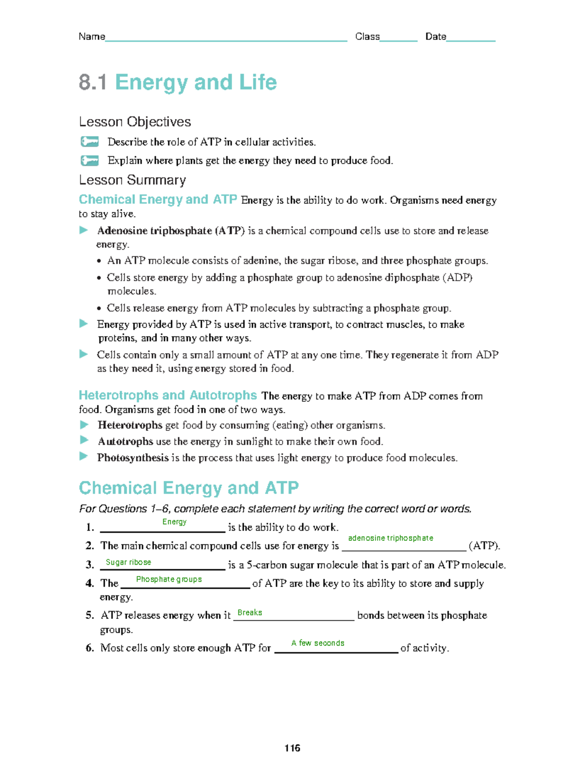 Harley Williams - 8 - hi hi hi hi - 8. 1 Energy and Life Lesson ...