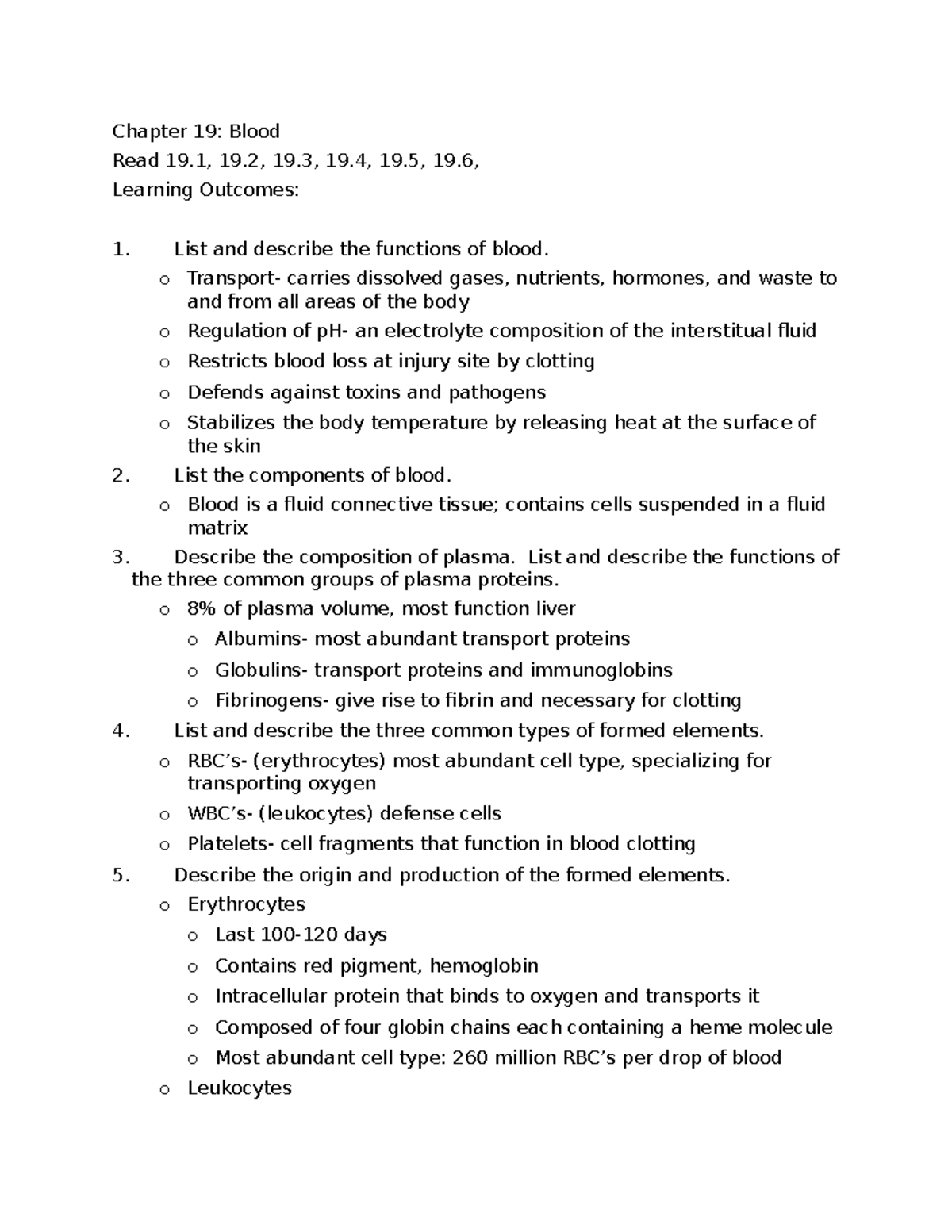 Chapter 19 Blood-1 - BSC 250/251- Summer sessions- Carmen Hernandez ...