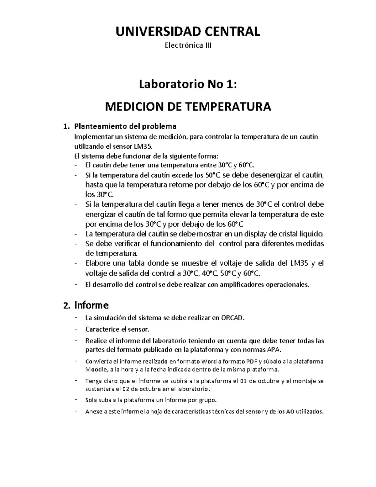 Lab LM35 - Informe practica control de temperatura con lm35 ...
