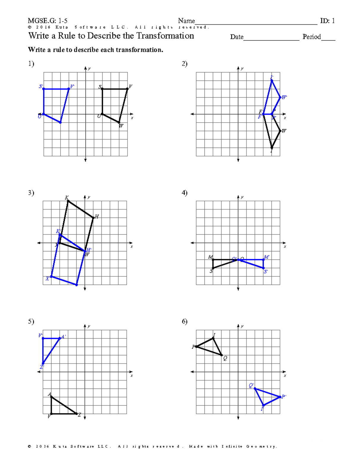 QUIZ Remediation - Write a Rule to Describe the Transformation - ©U c 2 ...