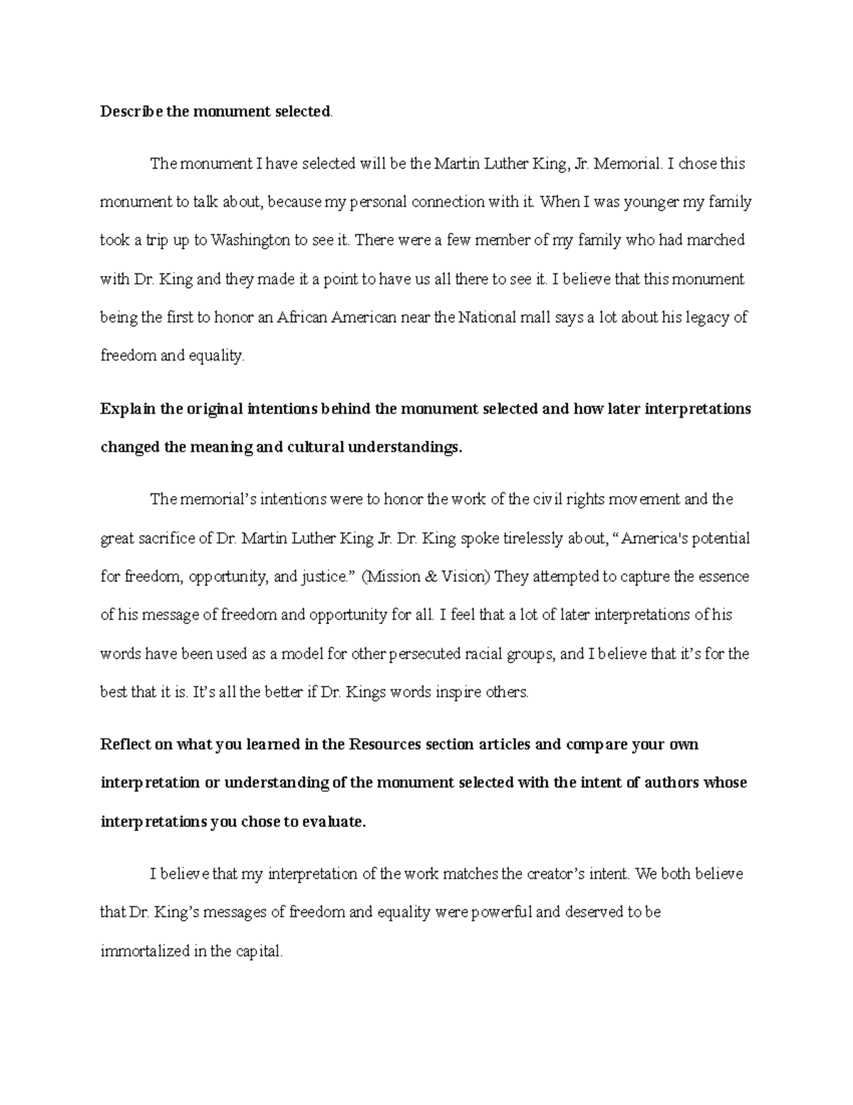 4-1 Short Answer: Monuments as Cultural Works - Describe the monument ...