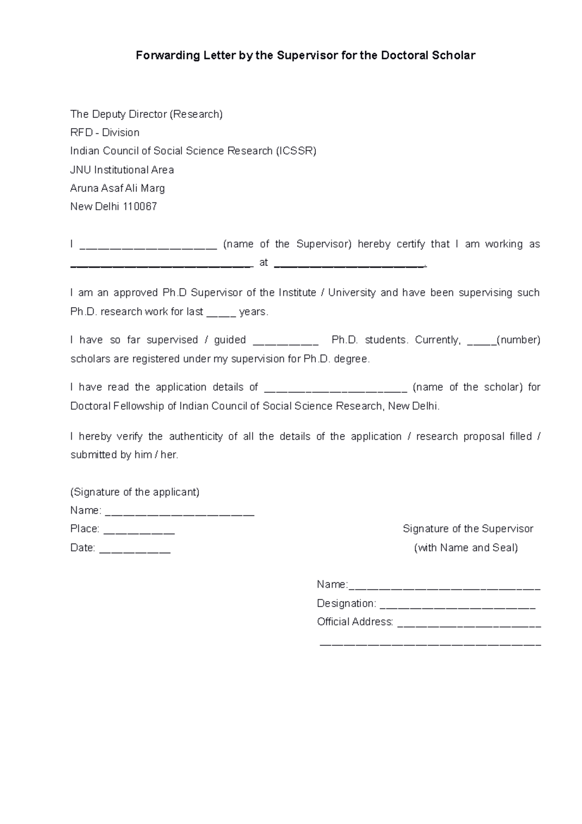 Forwarding-Supervisor 0 - Forwarding Letter by the Supervisor for the ...