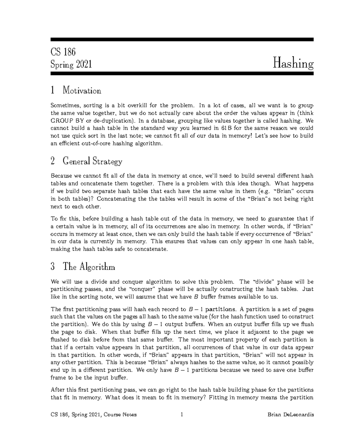 Bbms Hashing Notes Spring 2021 Hashing 1 Motivation Sometimes Sorting Is A Bit Overkill For