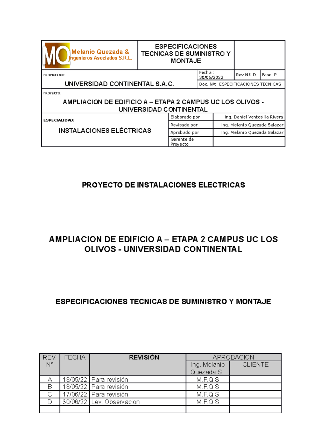 UC-LIMA-LOS Olivos-EETT-01 Suministro Y Montajes r D - ESPECIFICACIONES TECNICAS DE SUMINISTRO Y ...