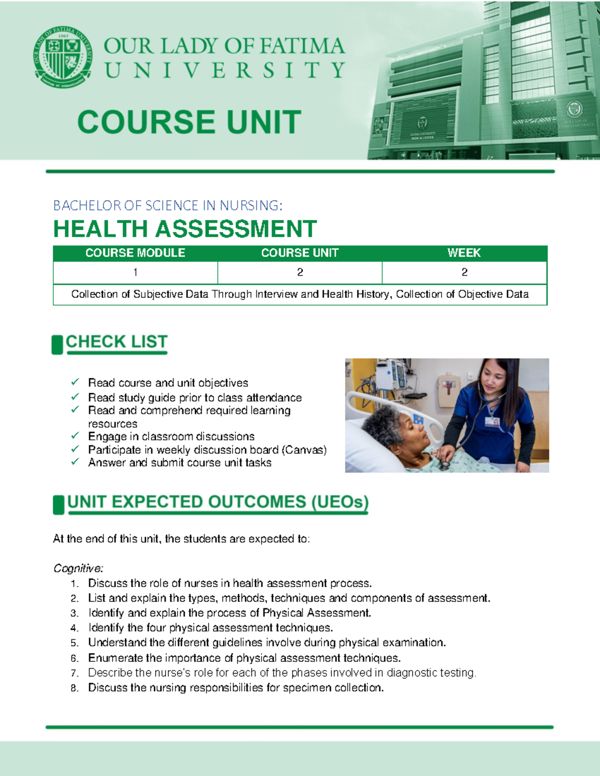 CM1 - CU2 Collection OF Subjective DATA Through Interview & Health ...