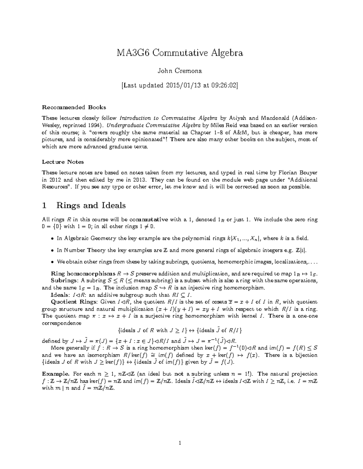 MA3G6 2014-2015 Lecture Notes - MA3G6 Commutative Algebra John Cremona ...