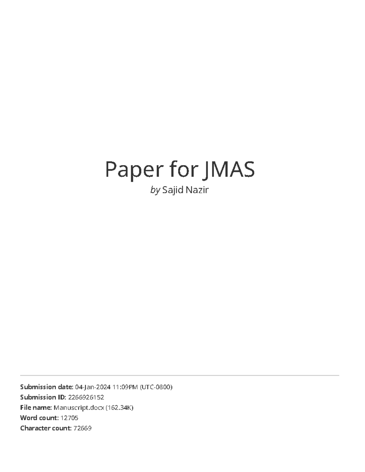Paper for JMAS - Business Research Methods - Studocu
