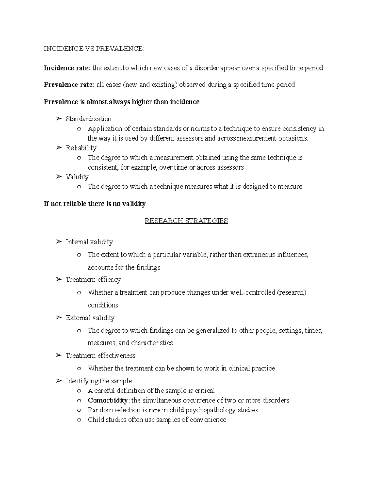 2042 notes - INCIDENCE VS PREVALENCE: Incidence rate: the extent to ...