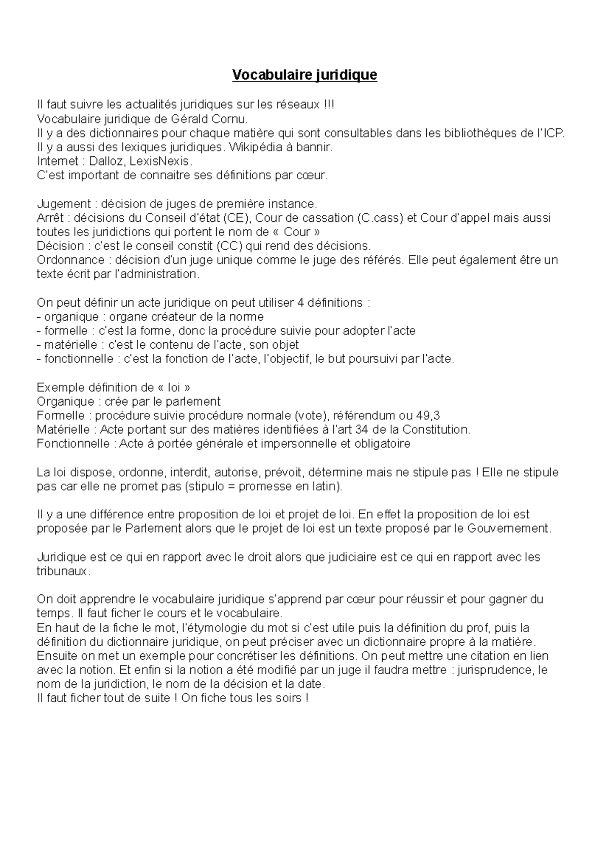 Vocabulaire juridique - Il y a des dictionnaires pour chaque matière qui sont consultables dans ...