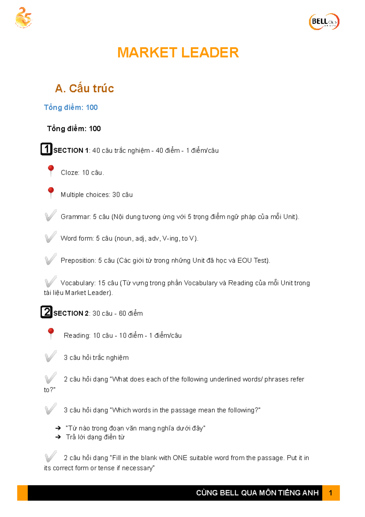 Market- Leader - MARKET LEADER A. Cấu trúc ####### Tổng điểm: 100 ...