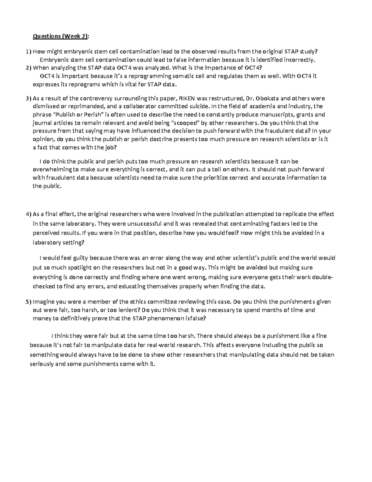 OCT 30 CASE Study - Questions (Week 2): How might embryonic stem cell contamination lead to the ...