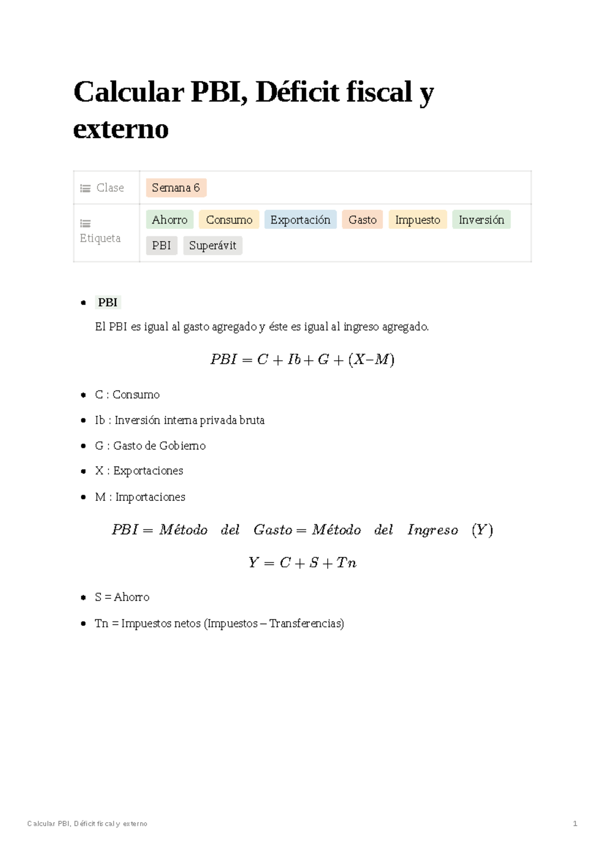 6. Calcular PBI, Déficit fiscal y externo - Calcular PBI, Déficit ...