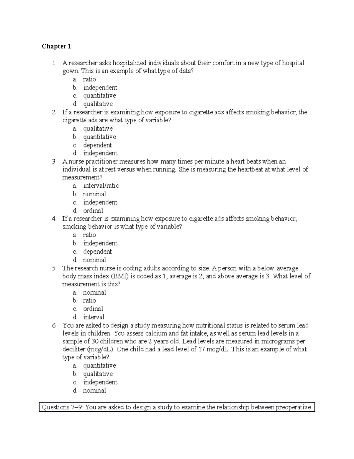 HSS2381 - Homework Questions - Chapter 1 A researcher asks hospitalized ...