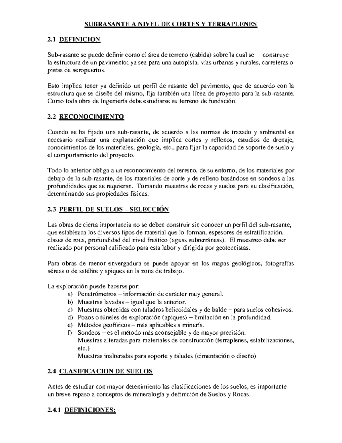 Subrasante Teoria - SUBRASANTE A NIVEL DE CORTES Y TERRAPLENES 2 ...