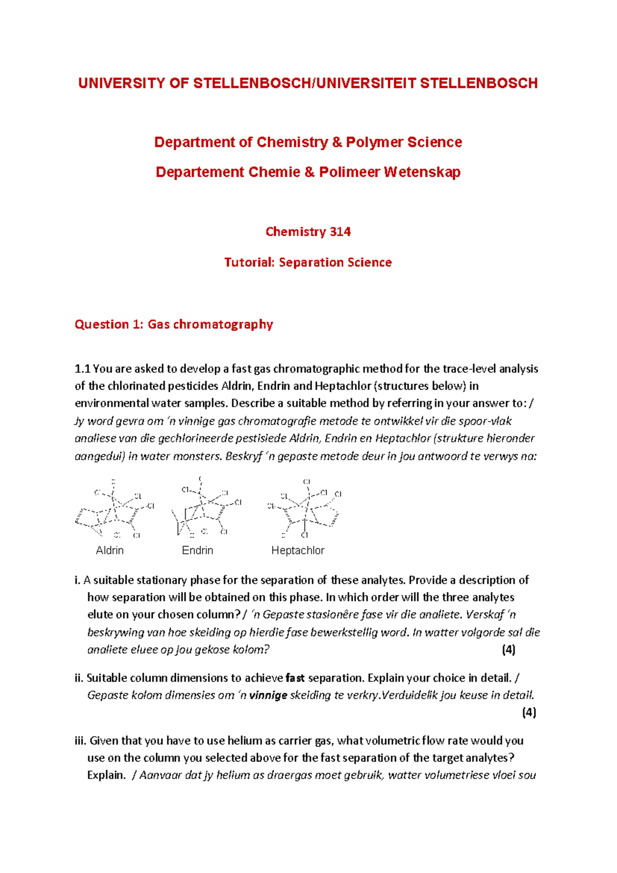 Tutorial Separation Science 2024 - UNIVERSITY OF STELLENBOSCH/UNIVERSITEIT STELLENBOSCH ...