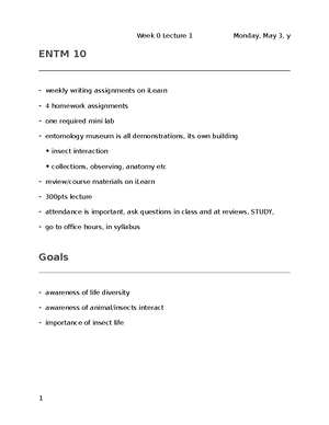 Entm 010 notes - Teacher: Erin Rankin Email: Erin@ucr ENTOMOLOGY WINTER ...