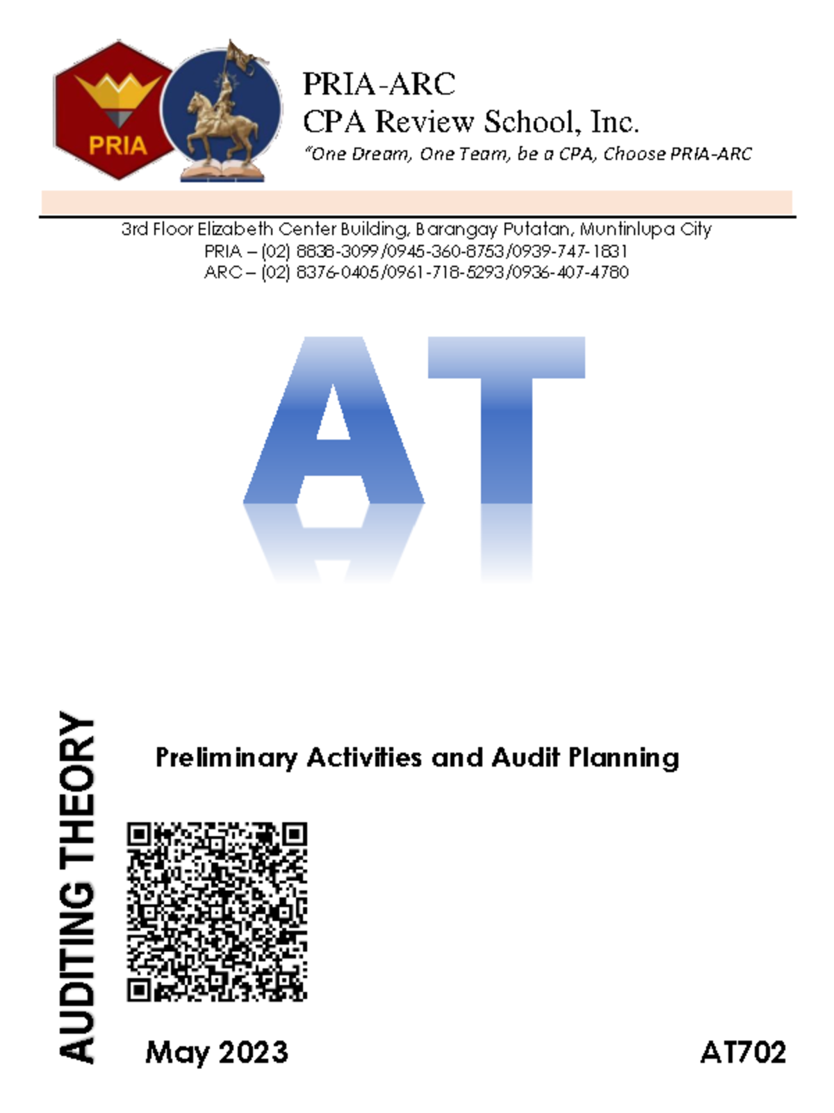 PRIA AT702 Preliminary Activities and Audit Planning no answers - PRIA ...