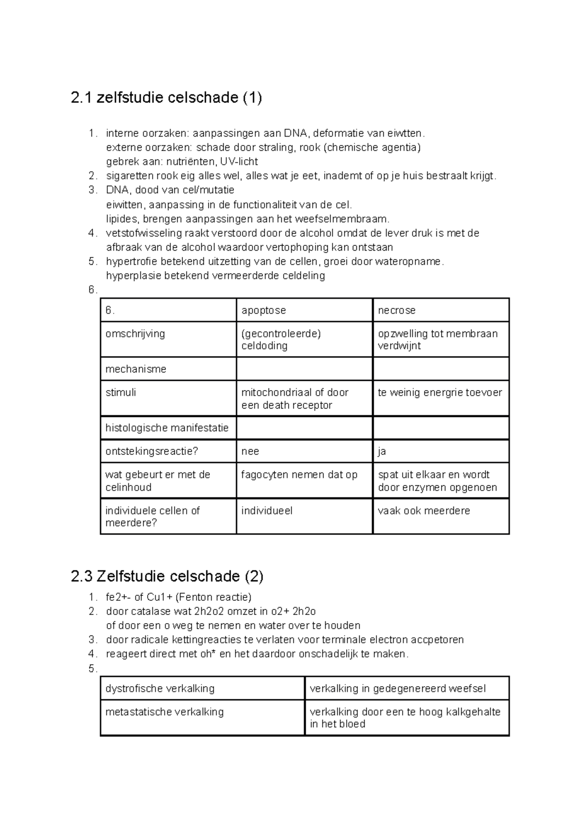 Uitwerkingen zeflstudie pathofysiologie hoofdstuk 2 - 2 zelfstudie ...