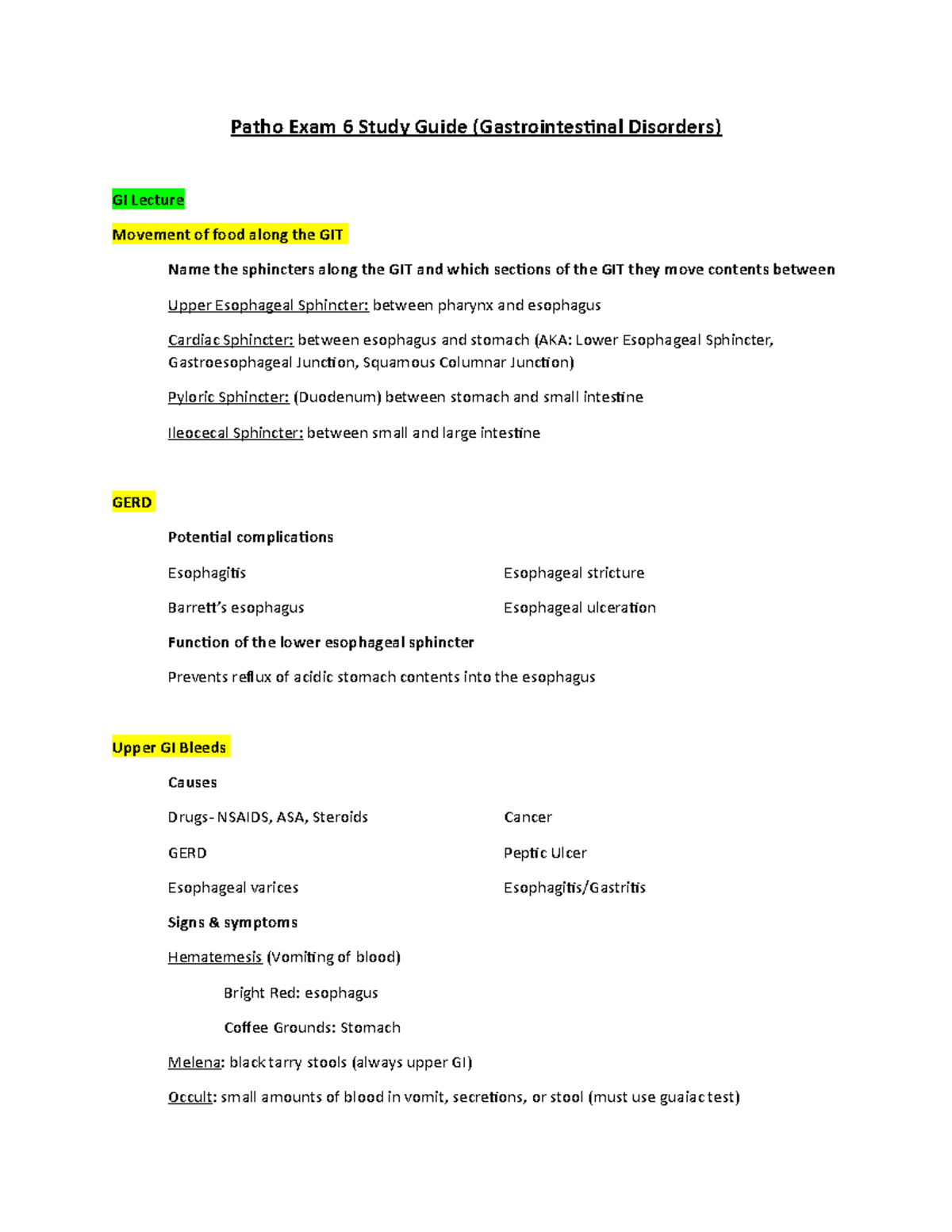 Patho II Exam 6 Study Guide copy - Patho Exam 6 Study Guide ...