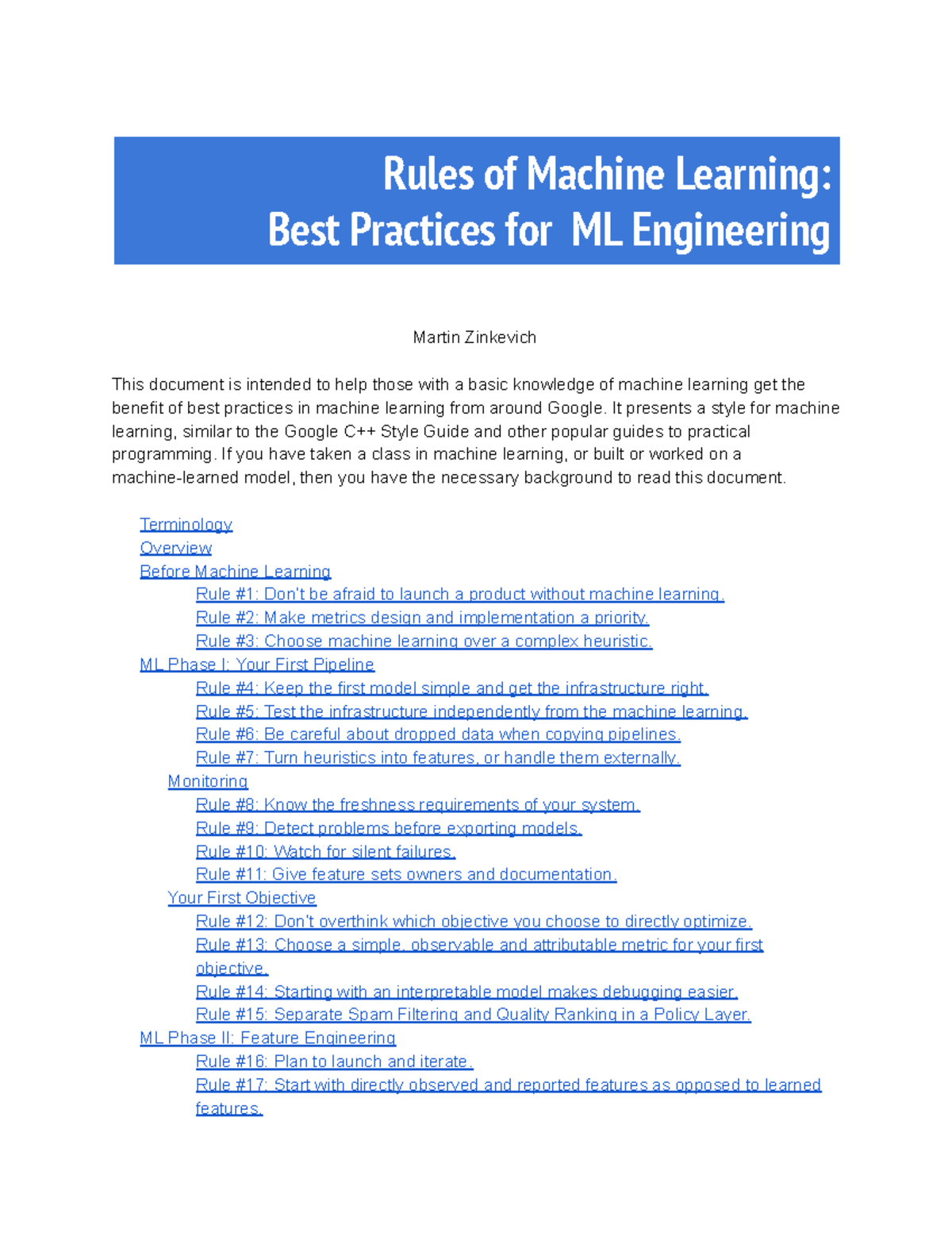 Rules of ml - Rules of Machine Learning: Best Practices for ML ...