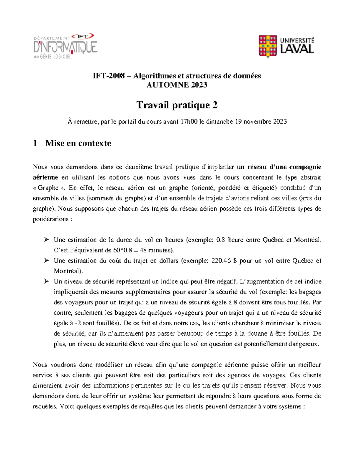 TP2-IFT2008-A2023 - TP2-IFT2008-A2023 - IFT- 2008 – Algorithmes et structures de données AUTOMNE ...
