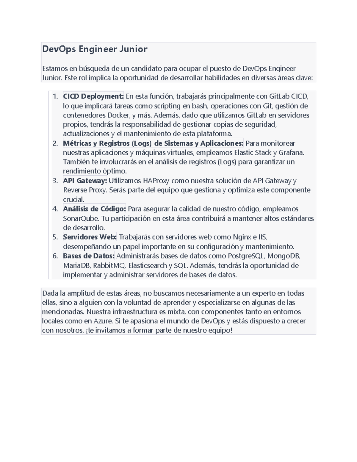 Dev Ops Engineer Junior - Este rol implica la oportunidad de ...