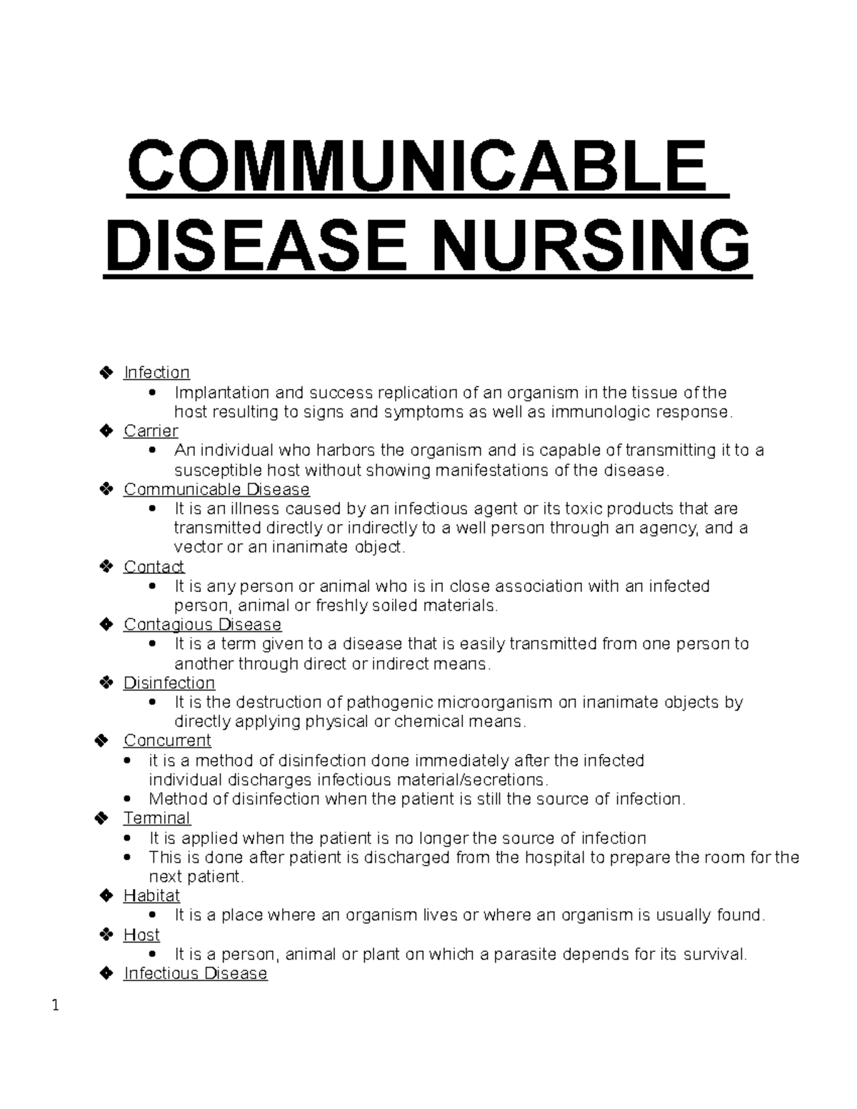 Communicable Nursing - COMMUNICABLE DISEASE NURSING Infection ...