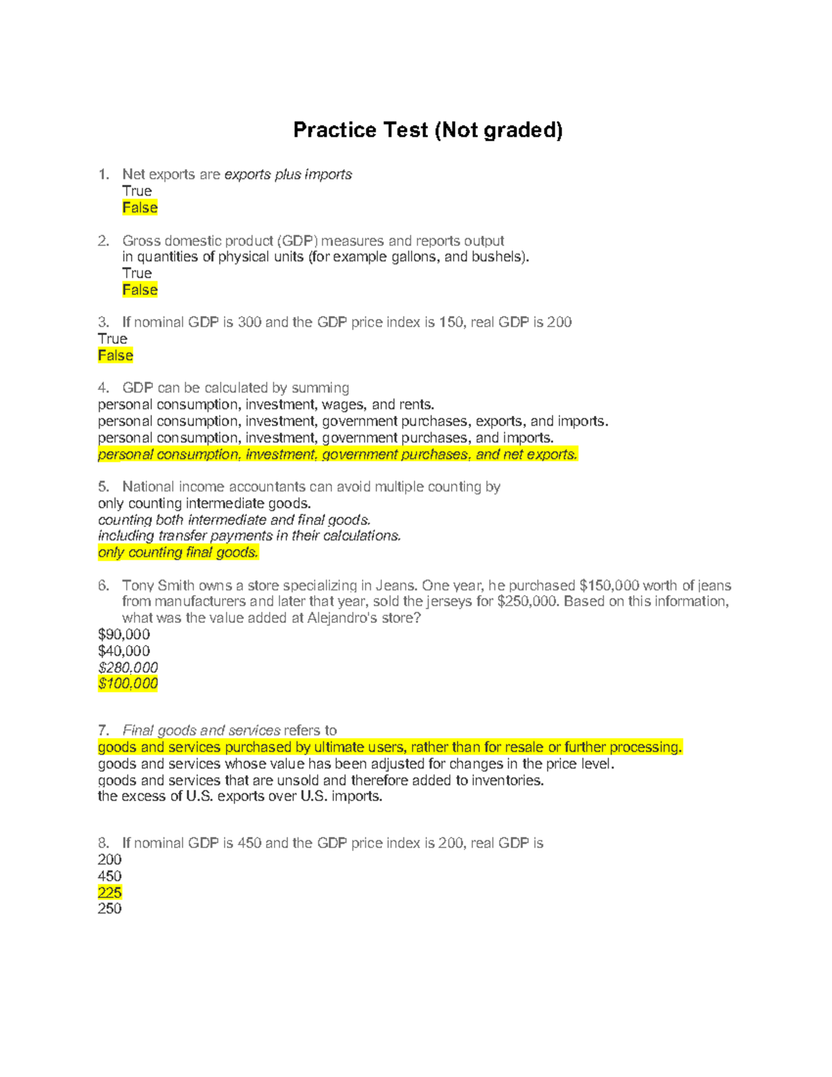 STA Practice Test for the final - Practice Test (Not graded) Net ...