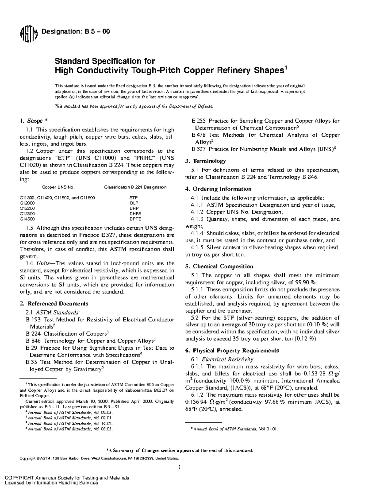 ASTM B5 - NORMAS ASTM - Designation: B 5 – 00 Standard Specification ...