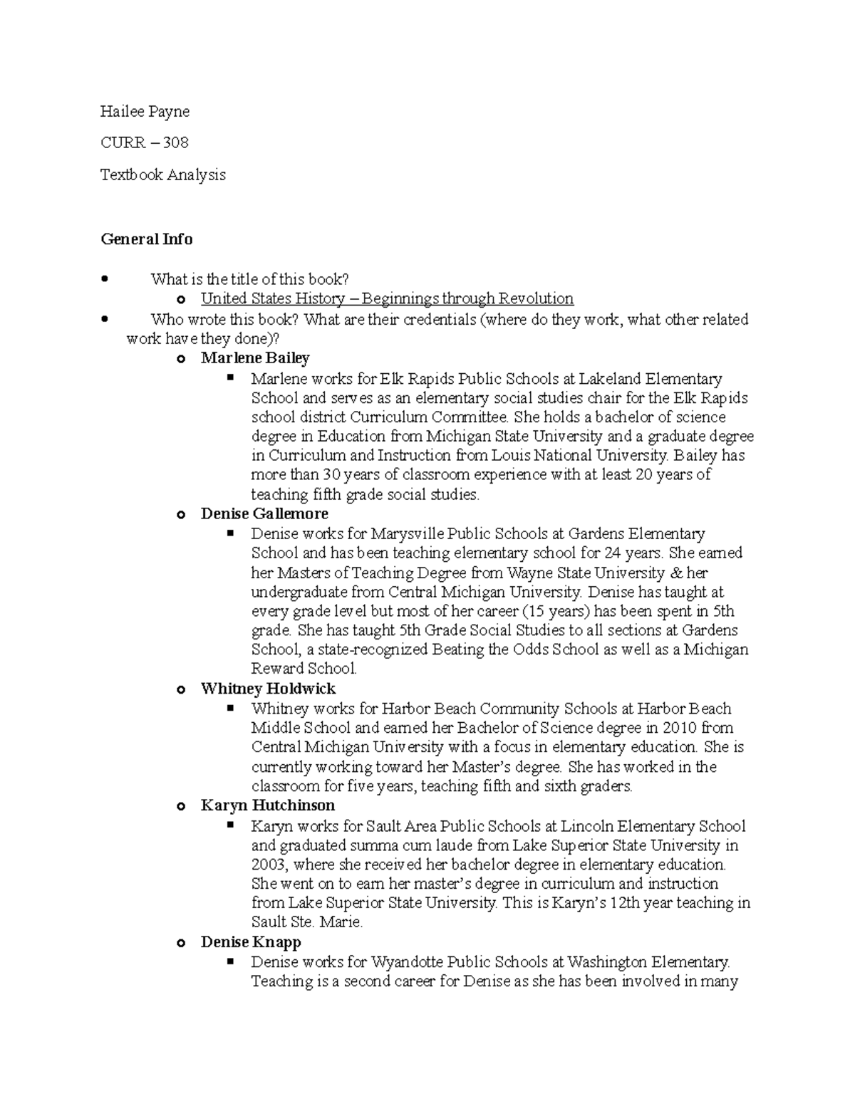 CURR 308 - Textbook Analysis - Hailee Payne CURR – 308 Textbook ...