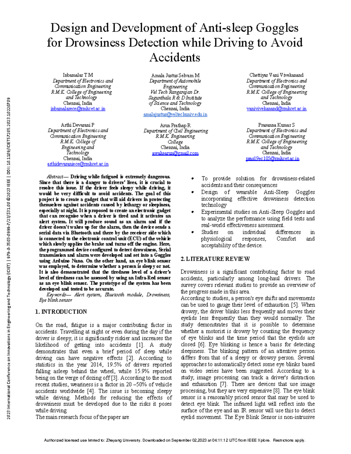 Design and Development of Anti-Sleep Goggles for Drowsiness Detection ...