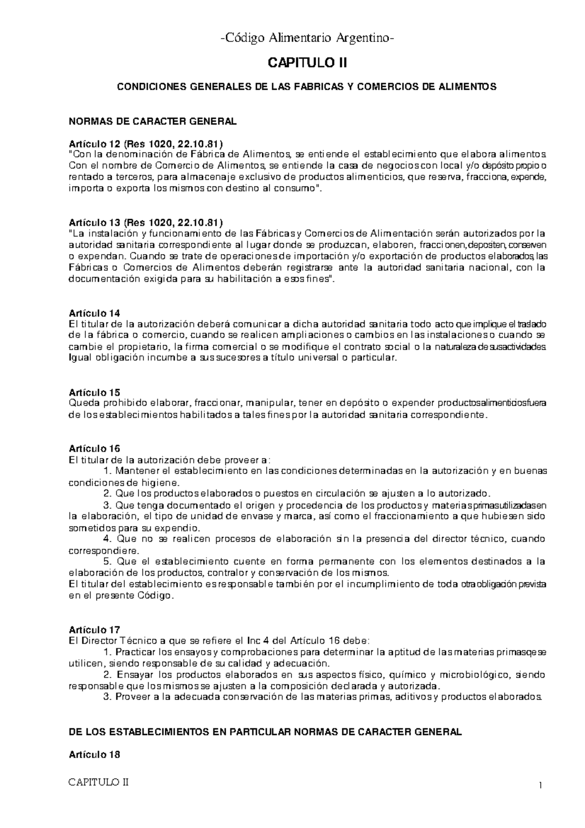 02. CAA Capitulo II - CAA info gral. - CAPITULO II CONDICIONES GENERALES DE LAS FABRICAS Y ...
