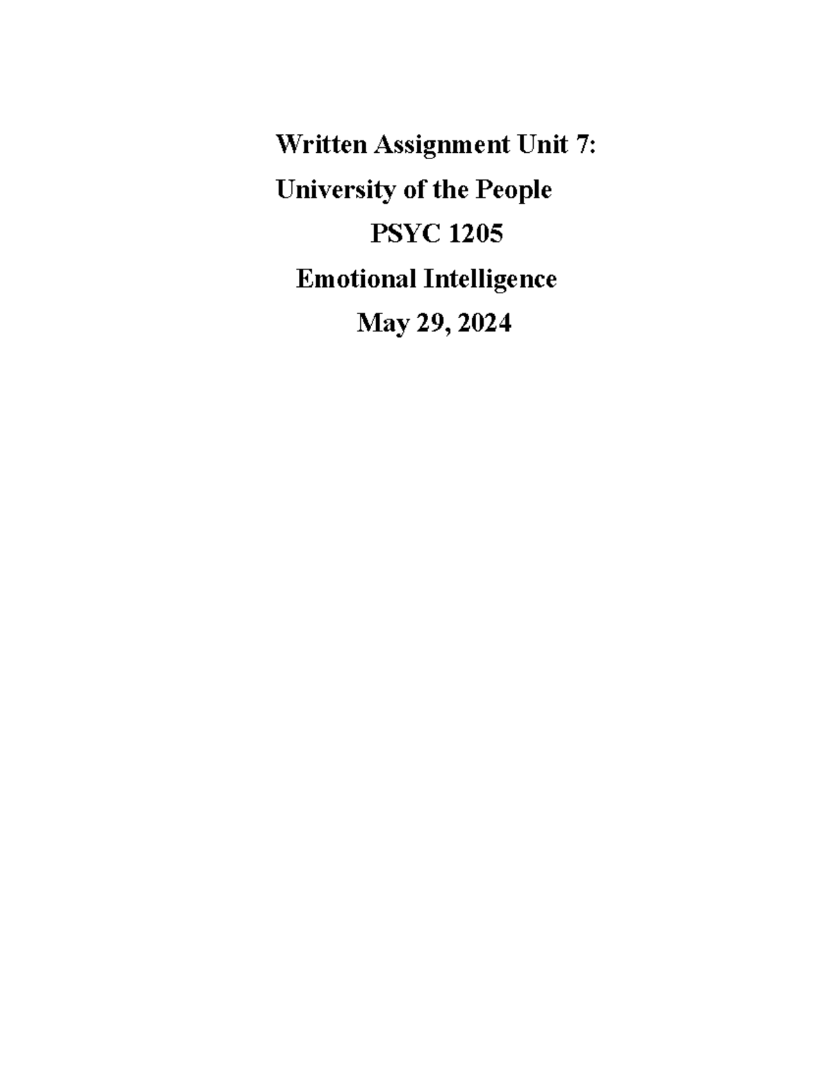 Written Assignment Unit 7 psyc 1205 - Written Assignment Unit 7 ...