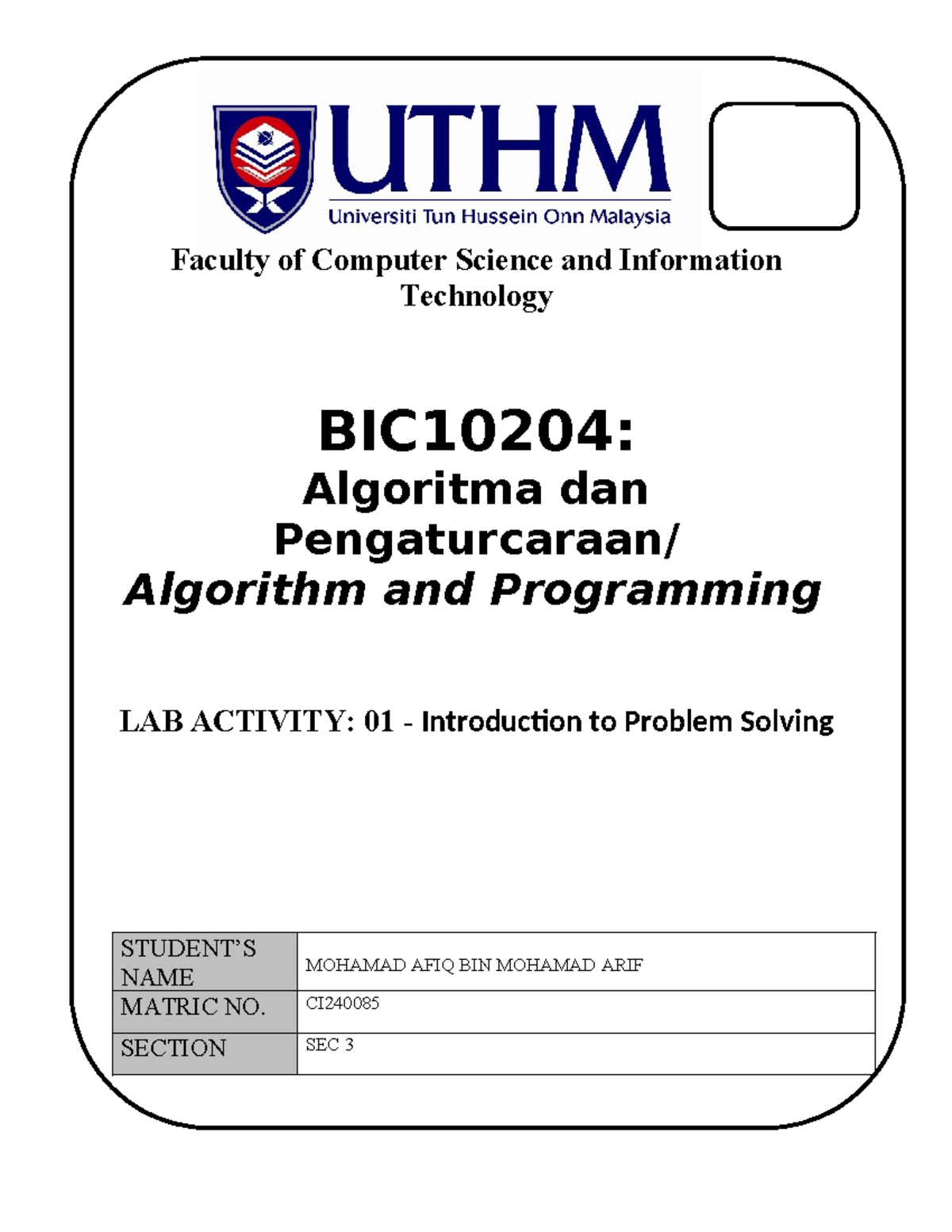 Pseudo Code And Flowchart Faculty Of Computer Science And Information