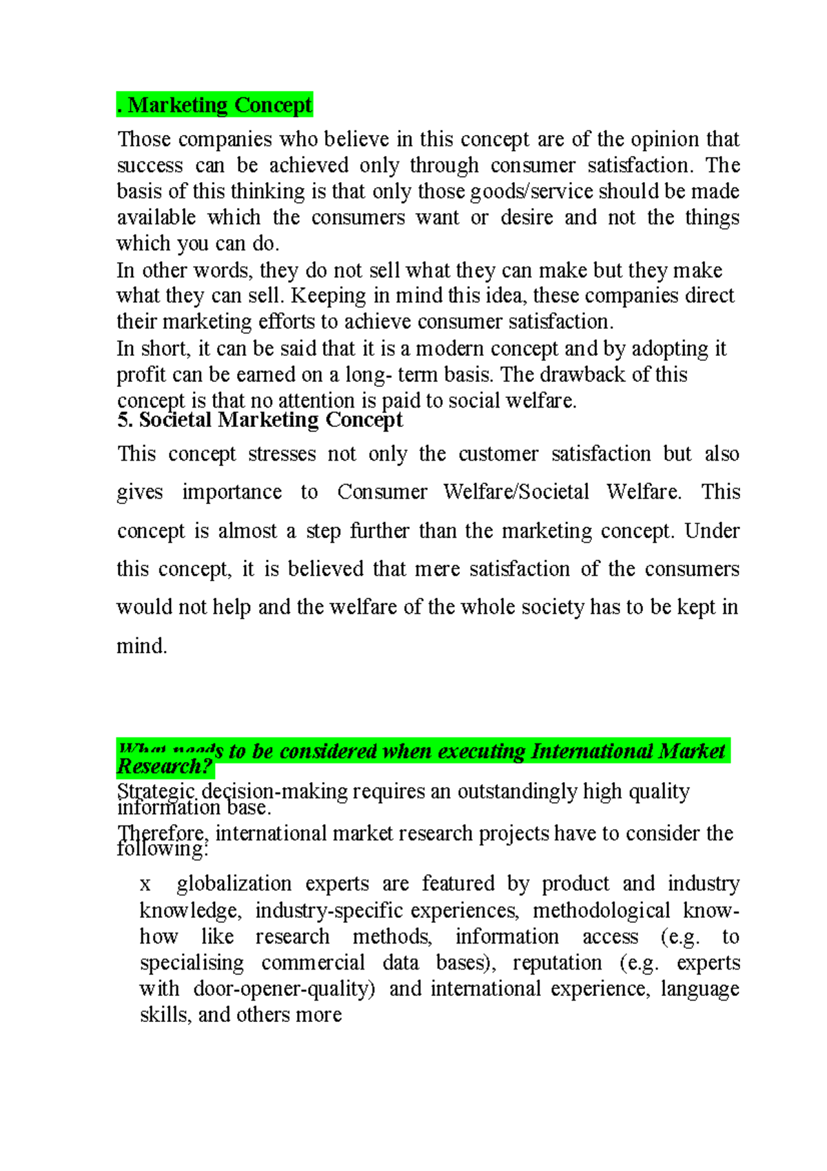 Marketing Management prt 4 - . Marketing Concept Those companies who ...