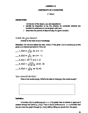 Lesson 1.3: Combination and Composition of Functions - Mathematics in ...