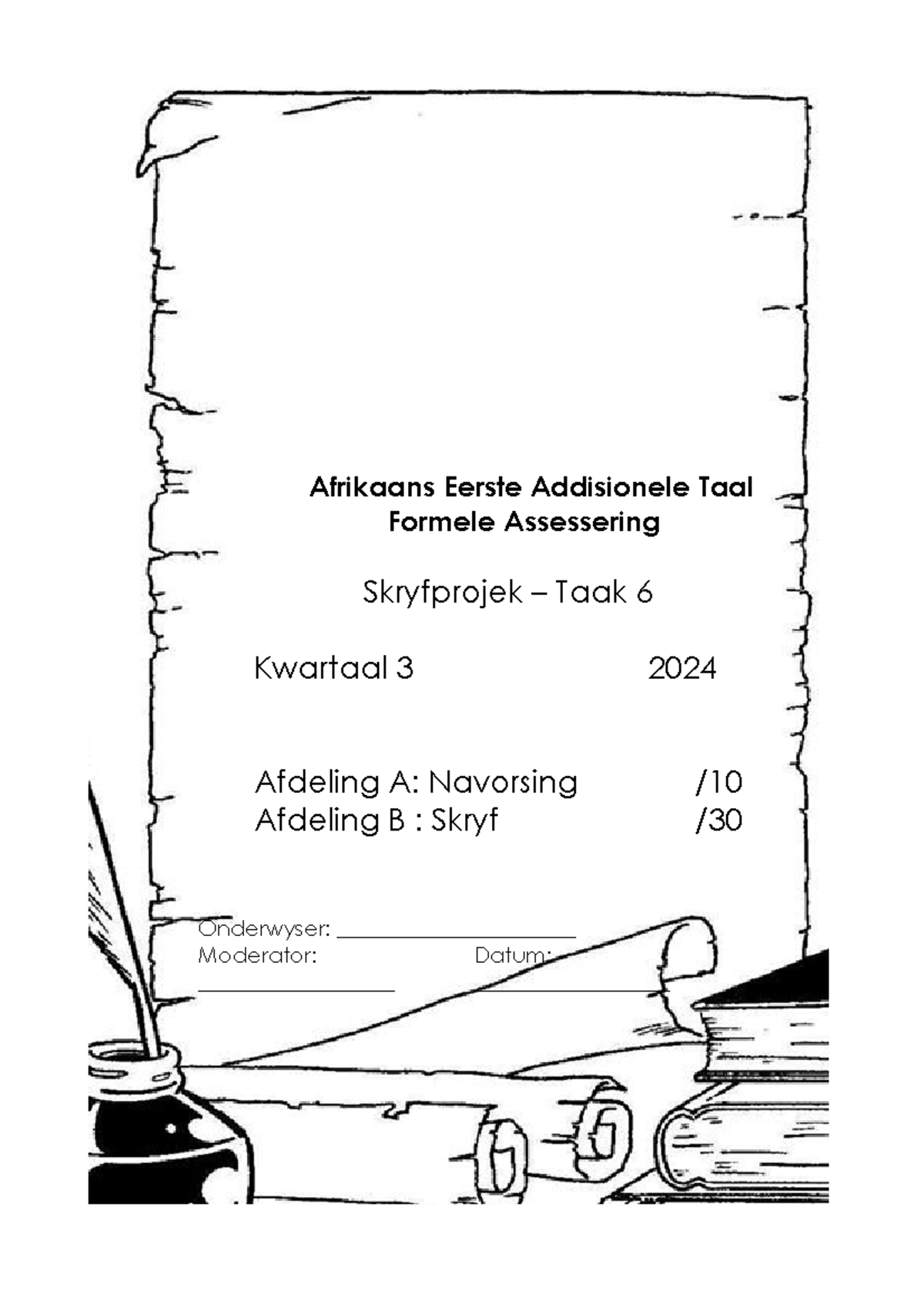 Gr 4 Asseserings Taak 6 - Kw 3 Skryfprojek 2024 - Afrikaans Eerste ...