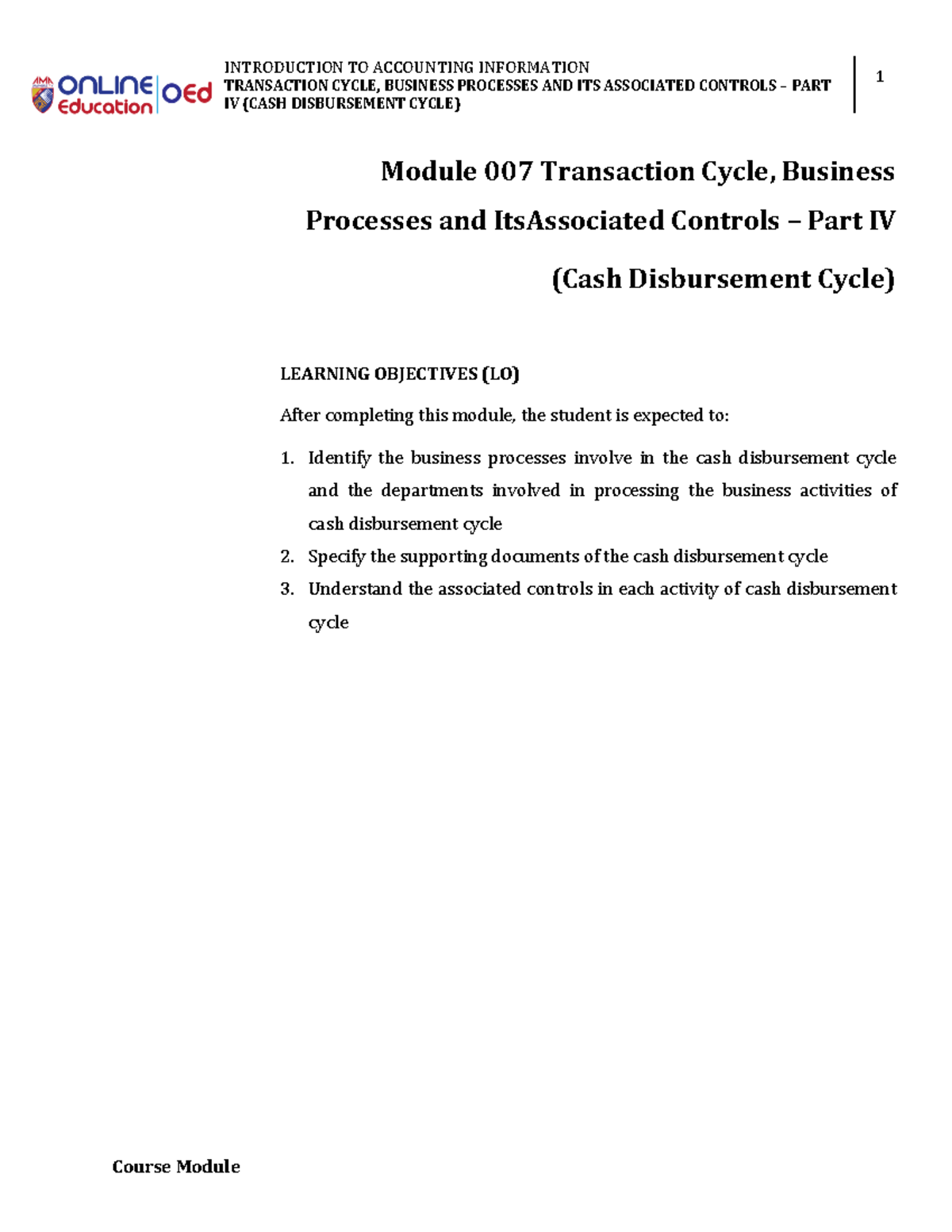 W9 Lesson 7 Transaction Cycle, Business Processes and Its Associated ...