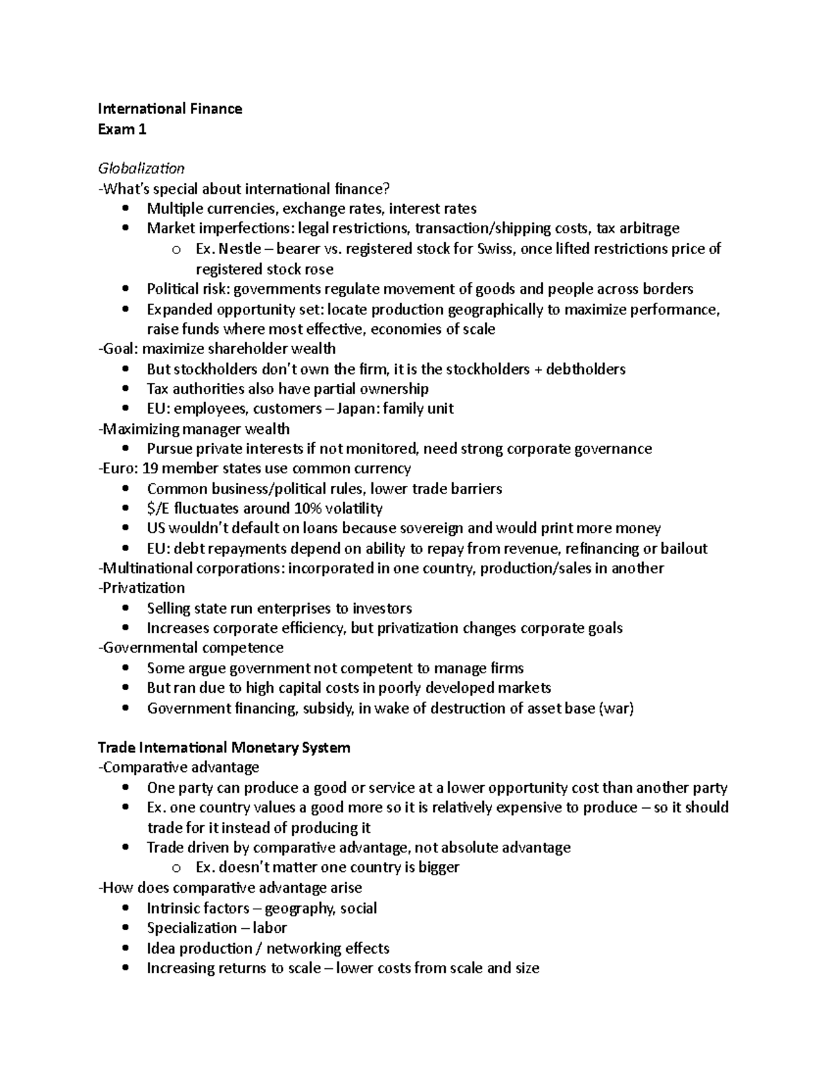 FIN 443 International Finance Study Guide - International Finance Exam ...
