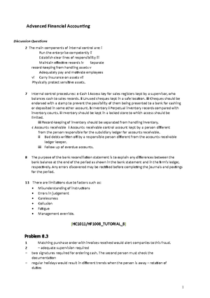 Advanced Financial Accounting Problem solving - Advanced Financial ...
