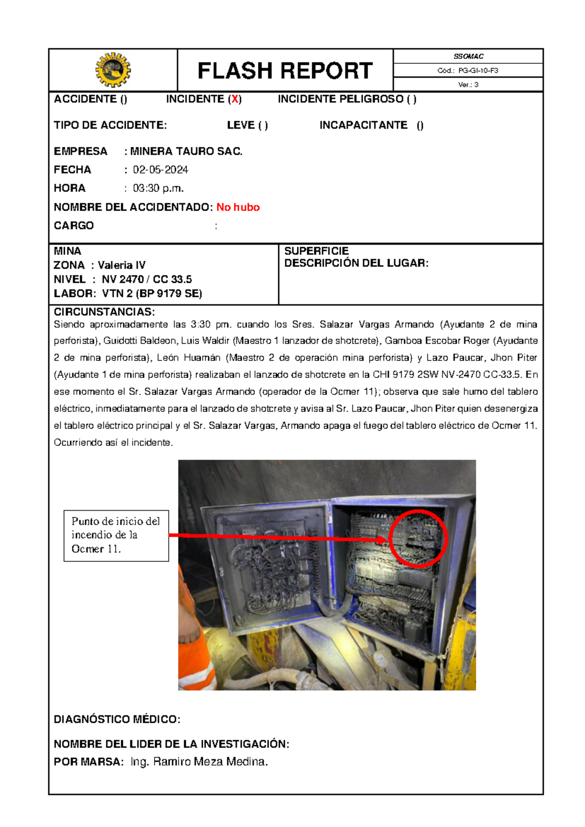 Flash accidente - FLASH REPORT SSOMAC Cód.: PG-GI- 10 - F Ver.: 3 ...