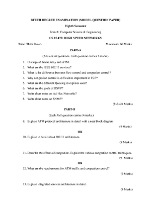 Question bank - UNIT I HIGH SPEED NETWORKS Frame relay networks – Asynchronous transfer mode ...