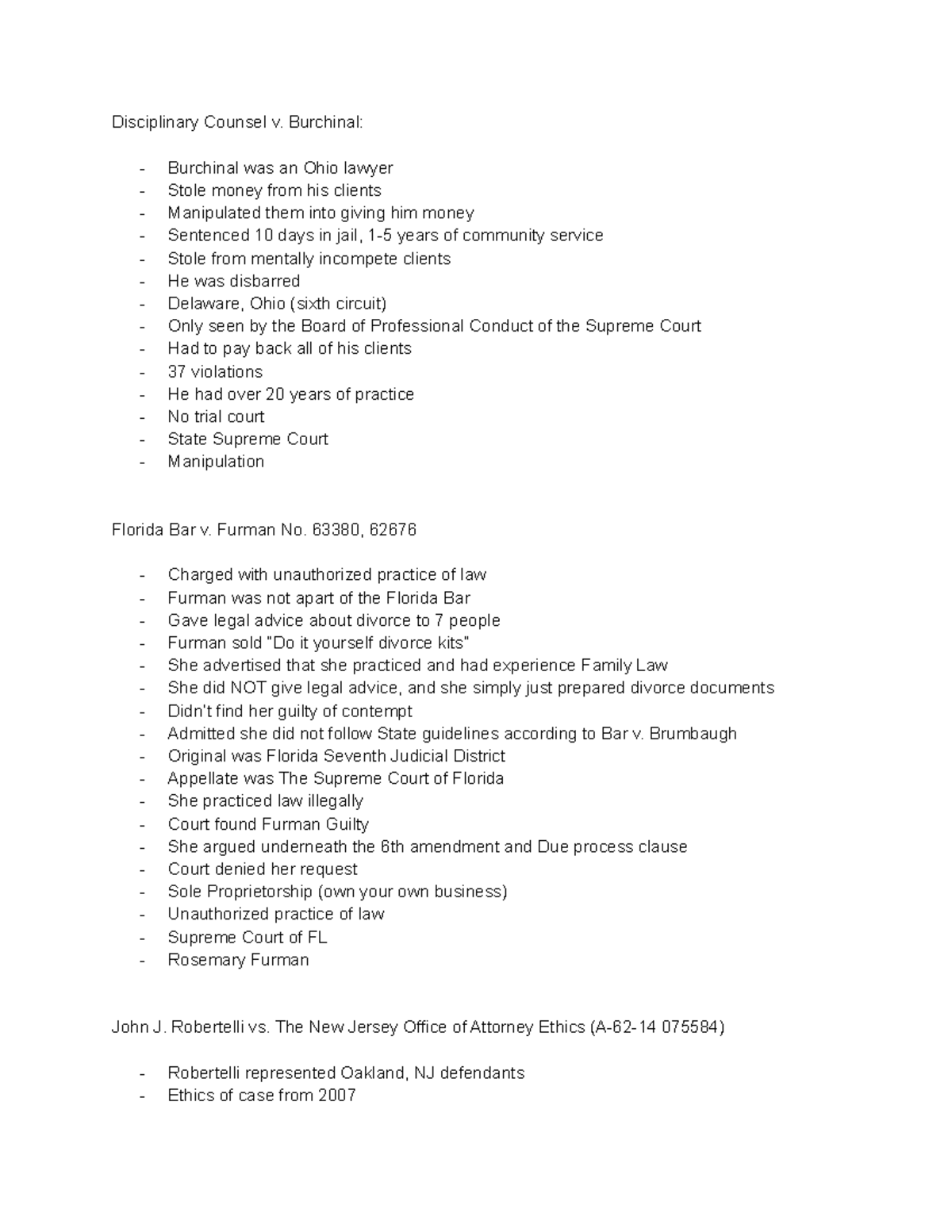 Ch 1 case studies - Provides summaries/information of cases ...