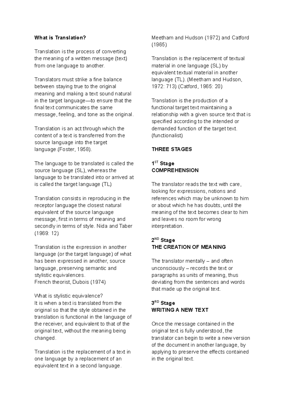 Translation Module 1 - What is Translation? Translation is the process ...