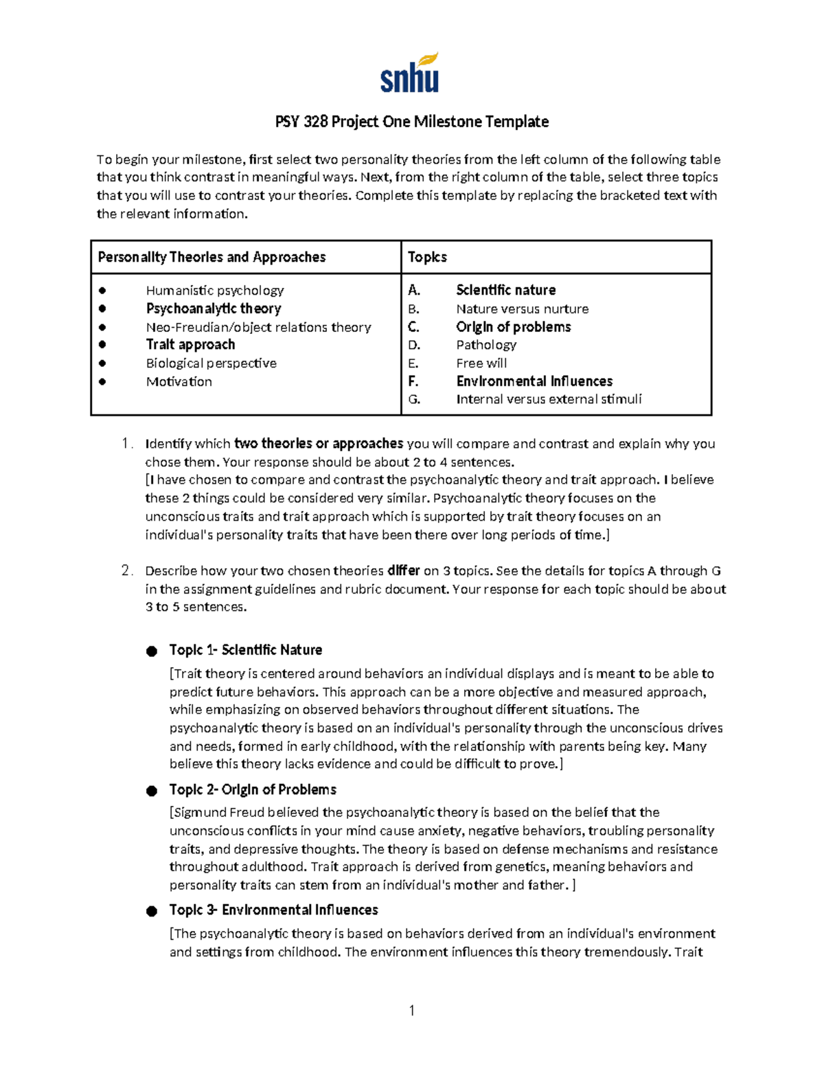 Completed Module 4 Project One Milestone Template - PSY 328 Project One ...