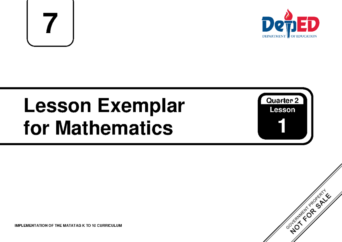 Q2 LE Mathematics 7 Lesson 1 Week 1 - IMPLEMENTATION OF THE MATATAG K ...