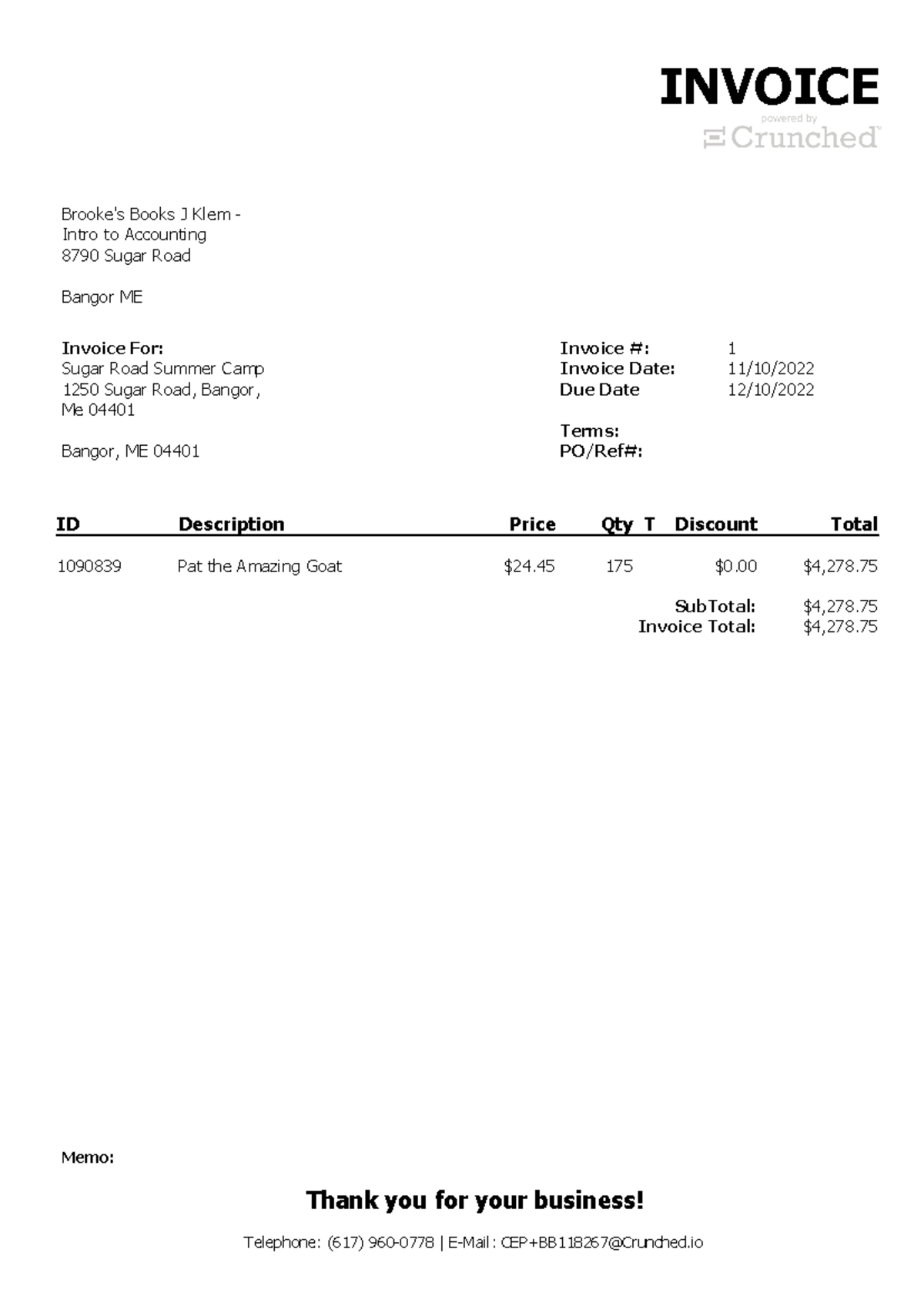 Invoice - SubTotal: $4,278. Invoice Total: $4,278. - Studocu