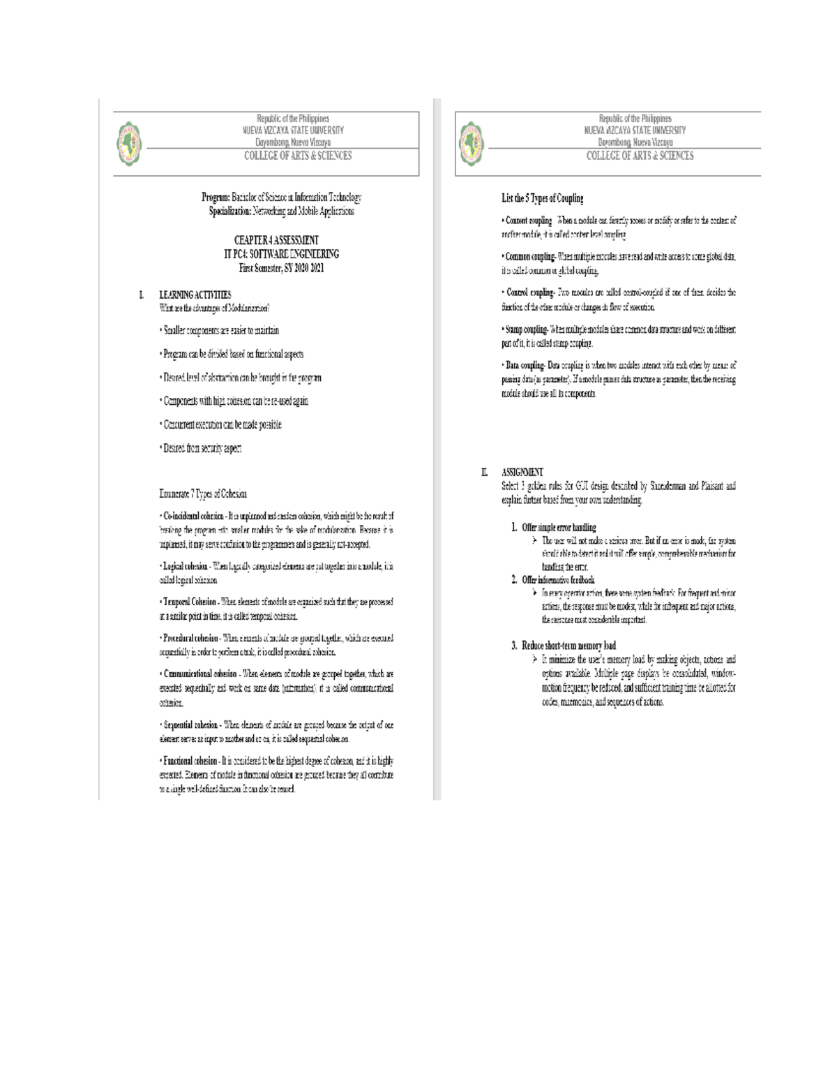 Cohestion Itpec 4 - Object-Oriented Programming - Studocu Cohestion Itpec 4 - Object-Oriented Programming - Studocu