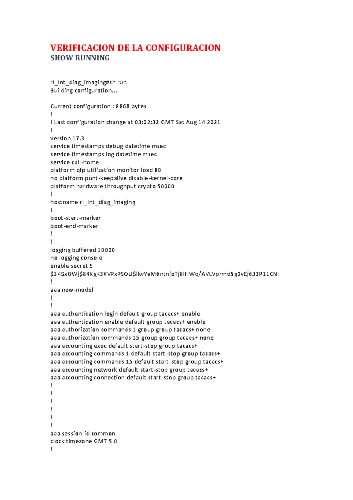 ISD SCR 017110326 049413611 01 - VERIFICACION DE LA CONFIGURACION SHOW ...